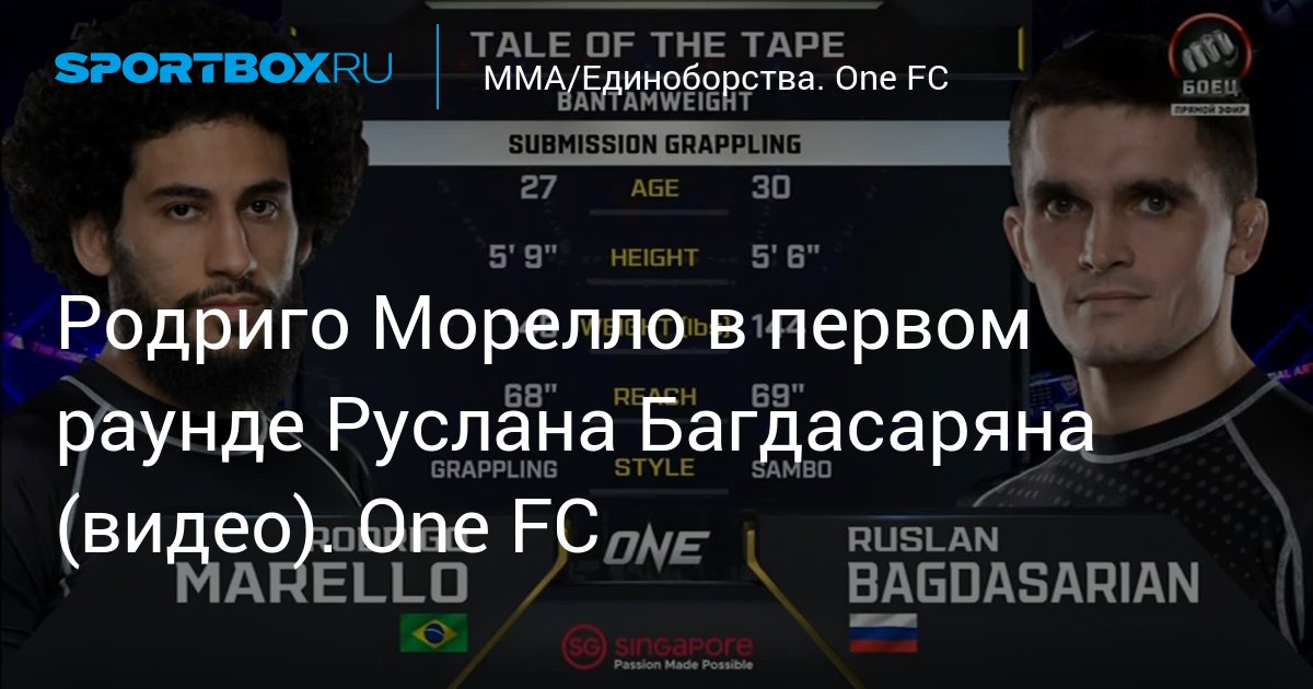Родриго Морелло в первом раунде Руслана Багдасаряна (видео). One FC